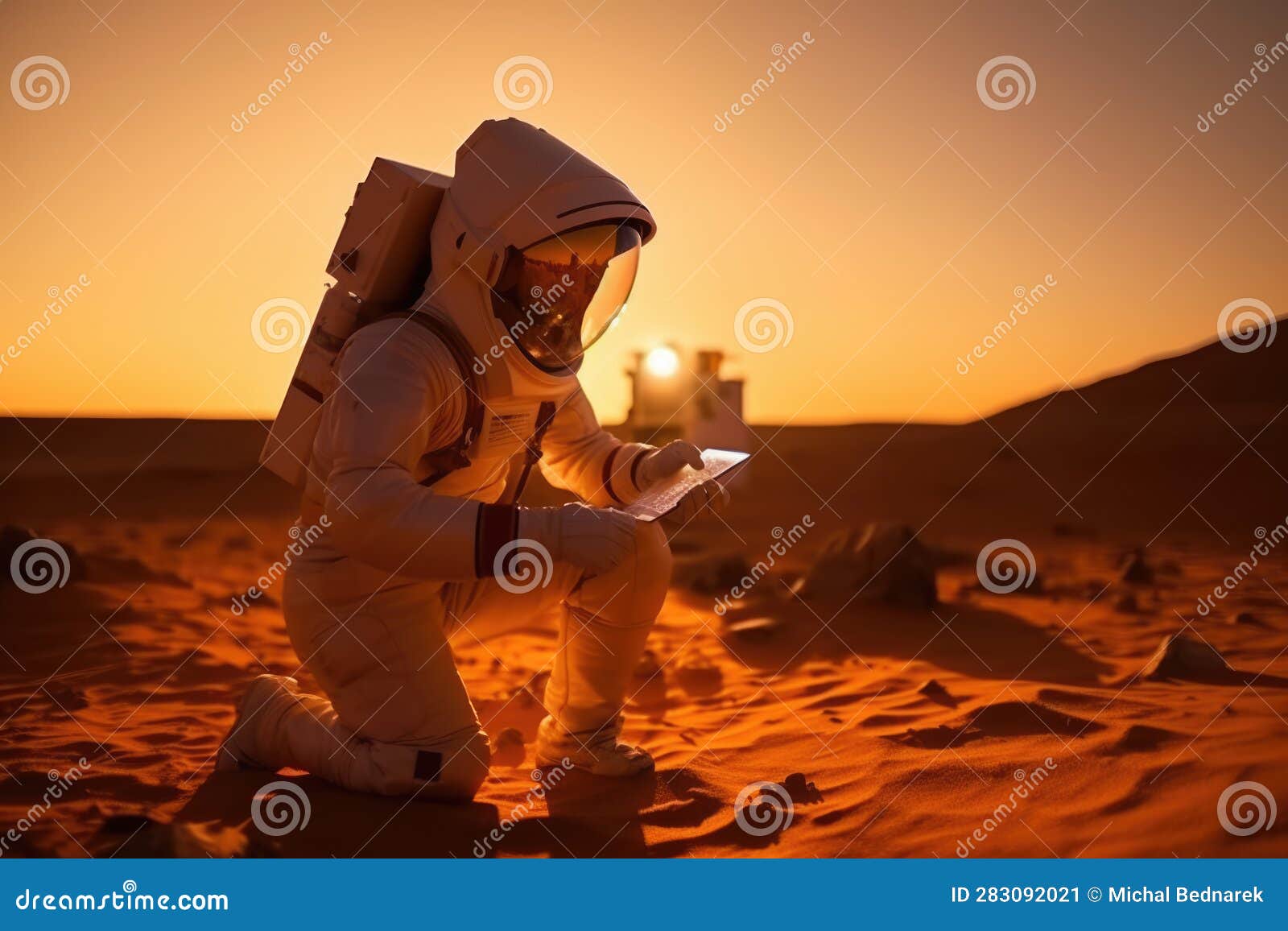 Astronaut Doing Science Experiments on Alien Planet. Generative AI ...