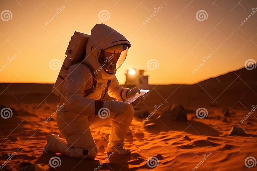 Astronaut Doing Science Experiments on Alien Planet. Generative AI ...