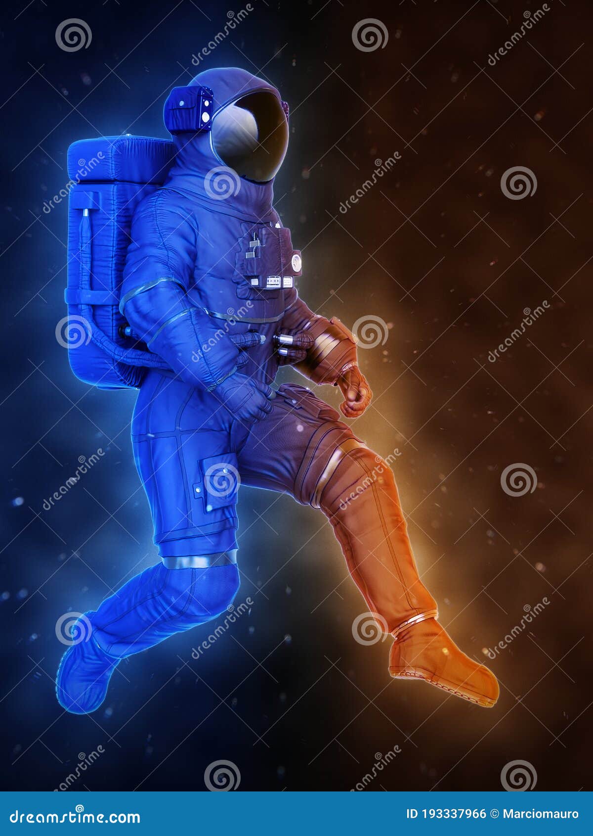 Astronaut Doing a Space Walk Stock Illustration - Illustration of ...