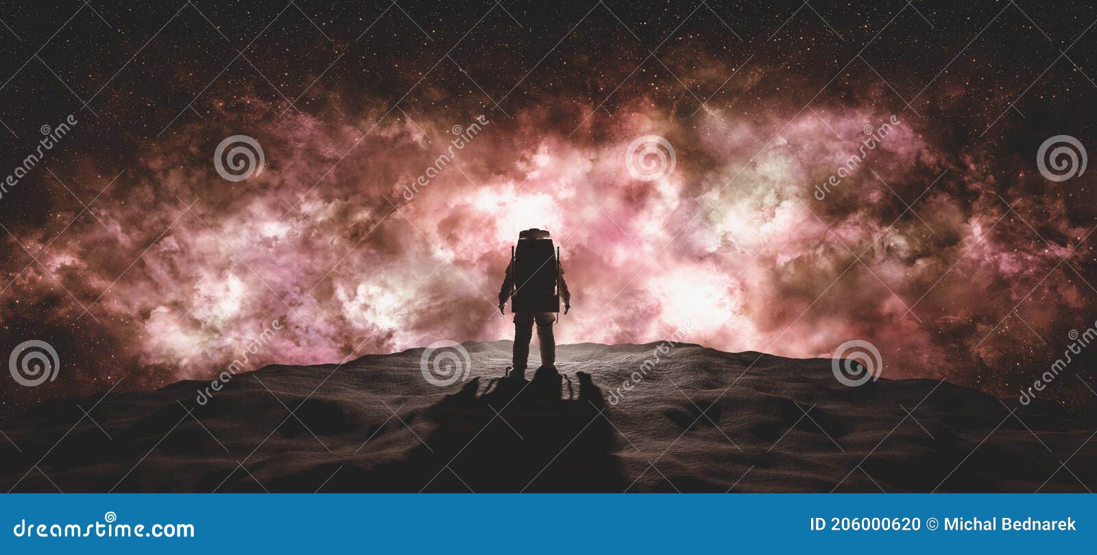 Astronaut Doing Space Walk. Mars Exploration Stock Illustration ...