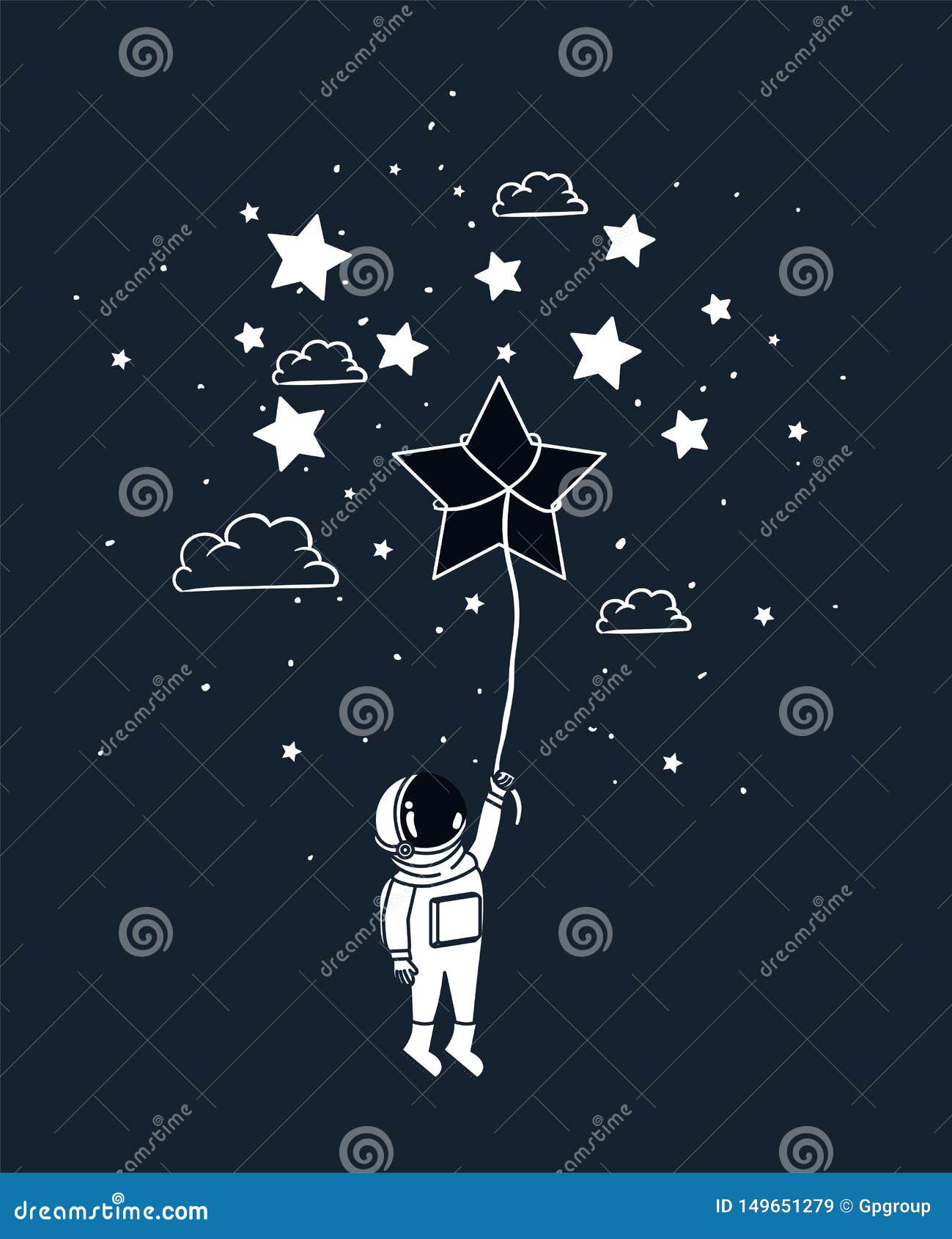 Astronaut Draw with Star Design Stock Vector - Illustration of ...