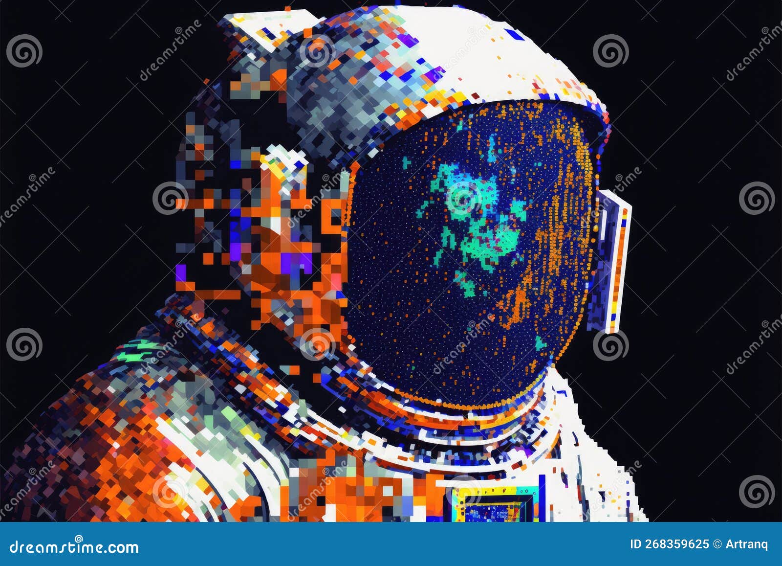 Astronaut Drawn in Pixels. Bright Space Pixel Art Stock Image - Image ...