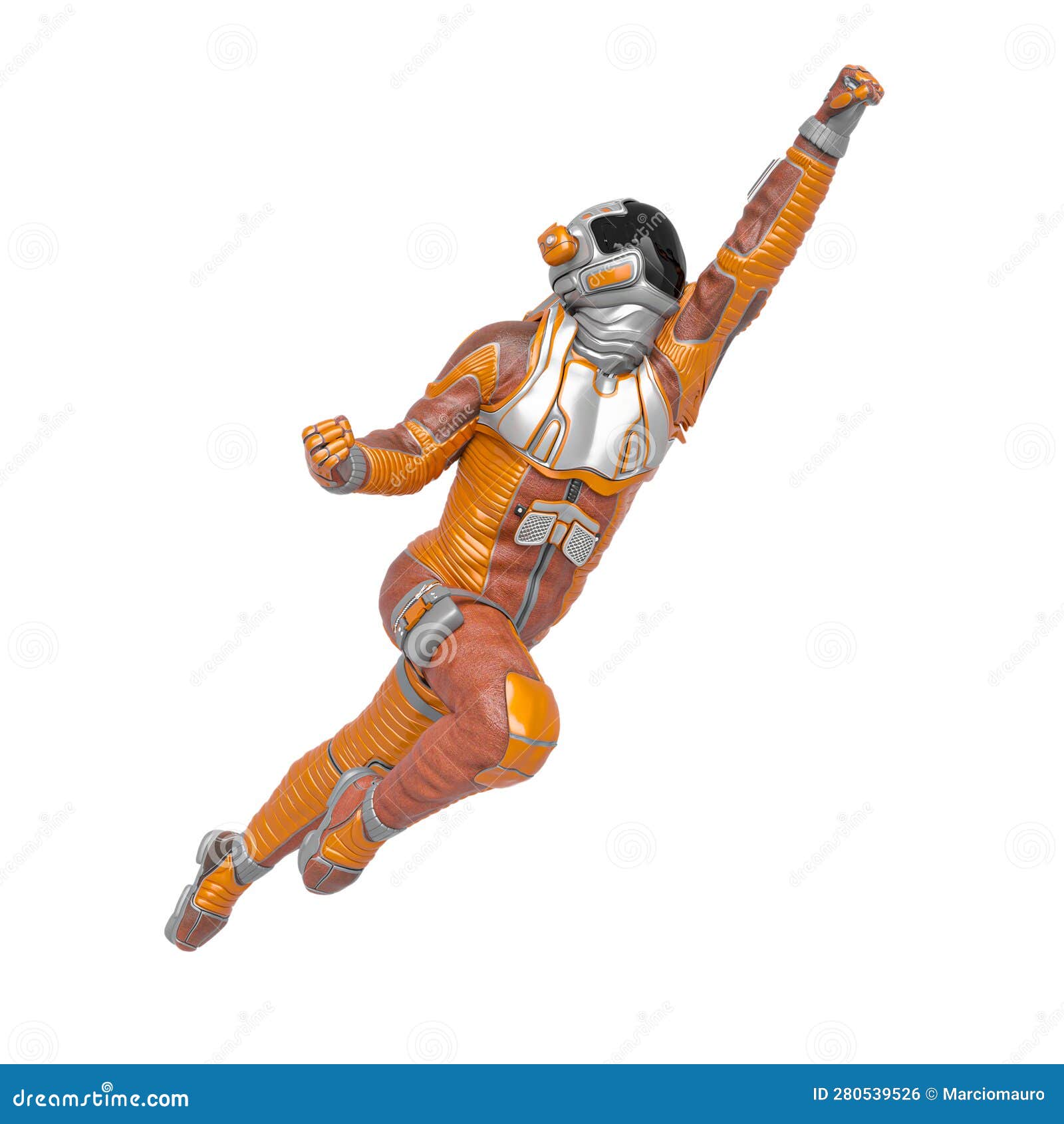 Astronaut Explorer is Flying Up Like a Super Hero Stock Illustration ...