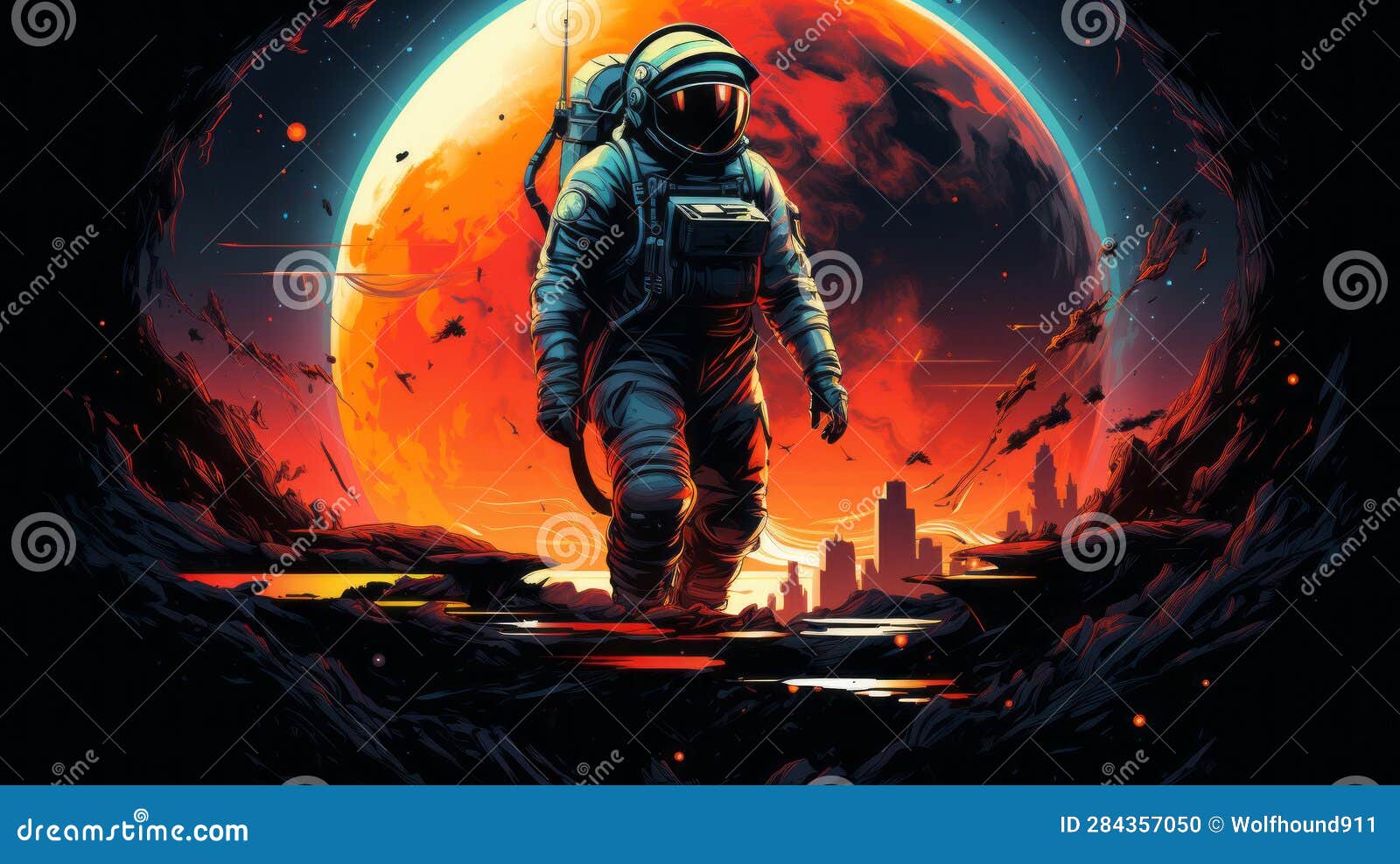Astronaut Explores Outer Dark Space Illustration . AI Generated Stock ...