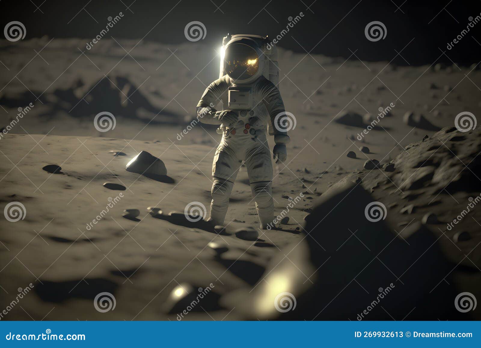 Astronaut Explores Space Being Desert Mars. Astronaut Space Suit ...