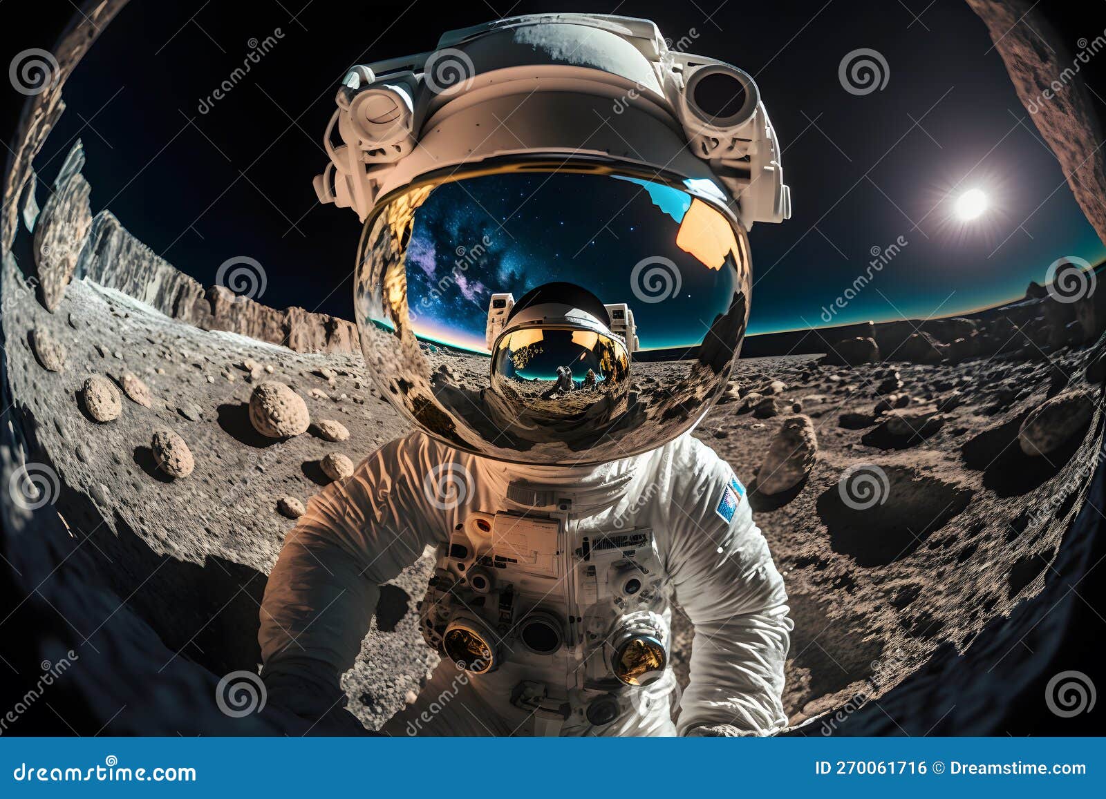 Astronaut Explores Space Being Desert Mars. Astronaut Space Suit ...