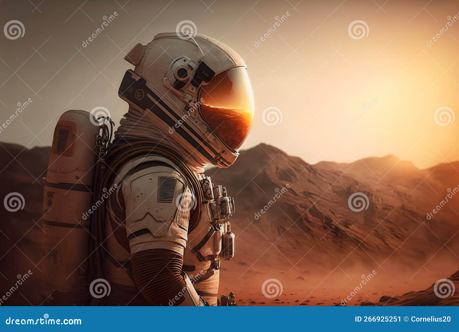 Astronaut exploring mars stock illustration. Illustration of explore ...