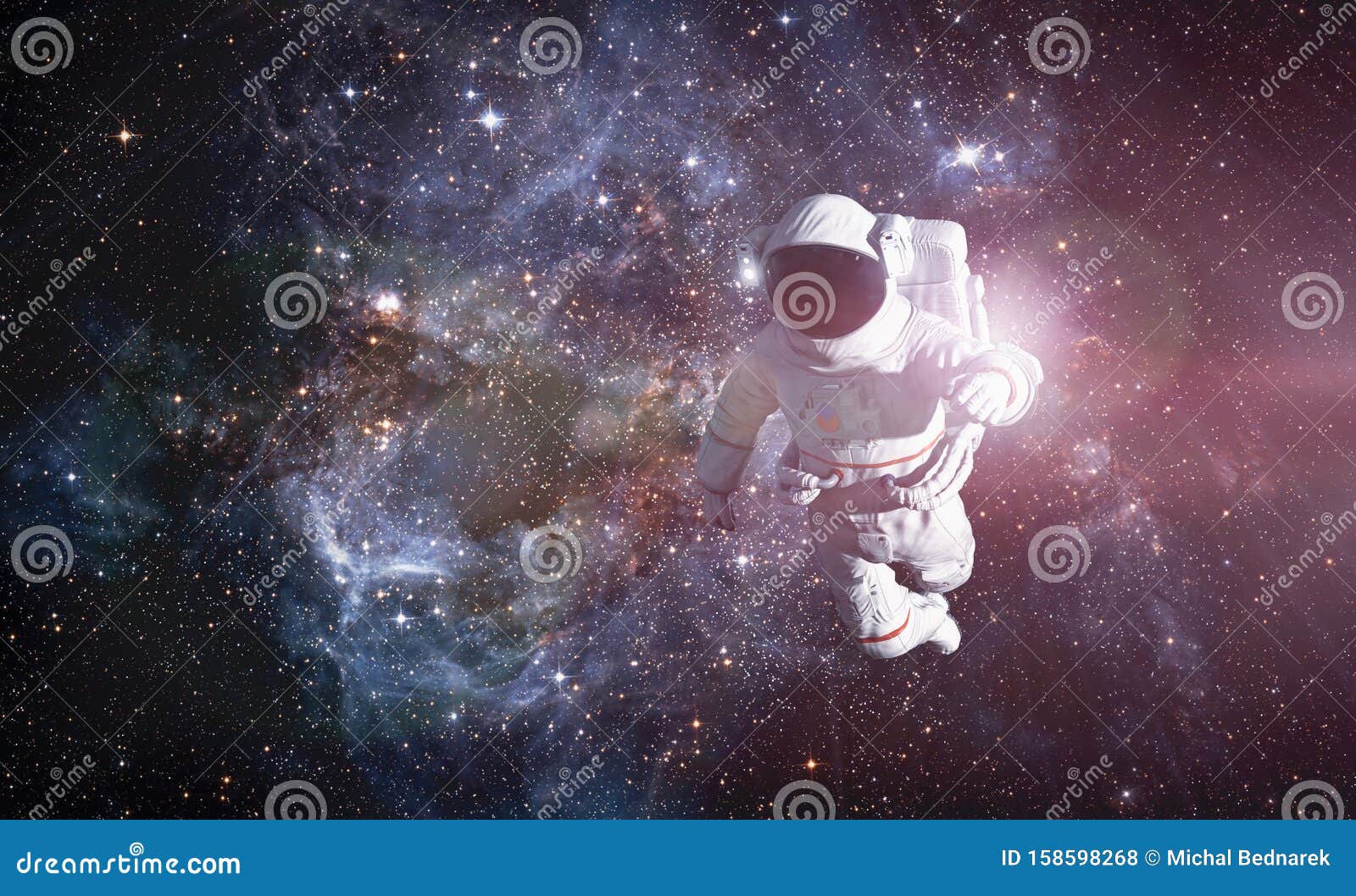 Astronaut Exploring Outer Space Conducting Spacewalk Stock Illustration ...