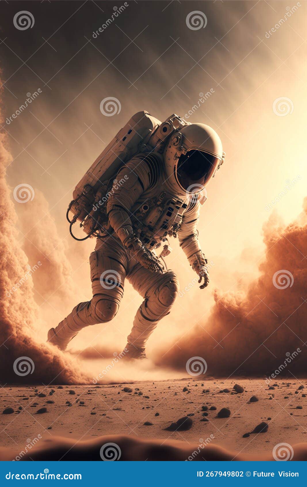 Astronaut Exploring Planet Mars with Dust, Created Using Generative Ai ...