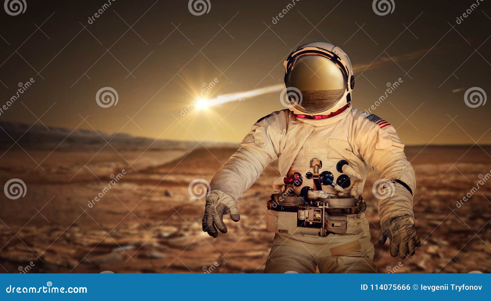 Astronaut Exploring the Surface of Red Planet Mars. Stock Photo - Image ... Astronaut Exploring the Surface of Red Planet Mars. Stock Photo - Image ...