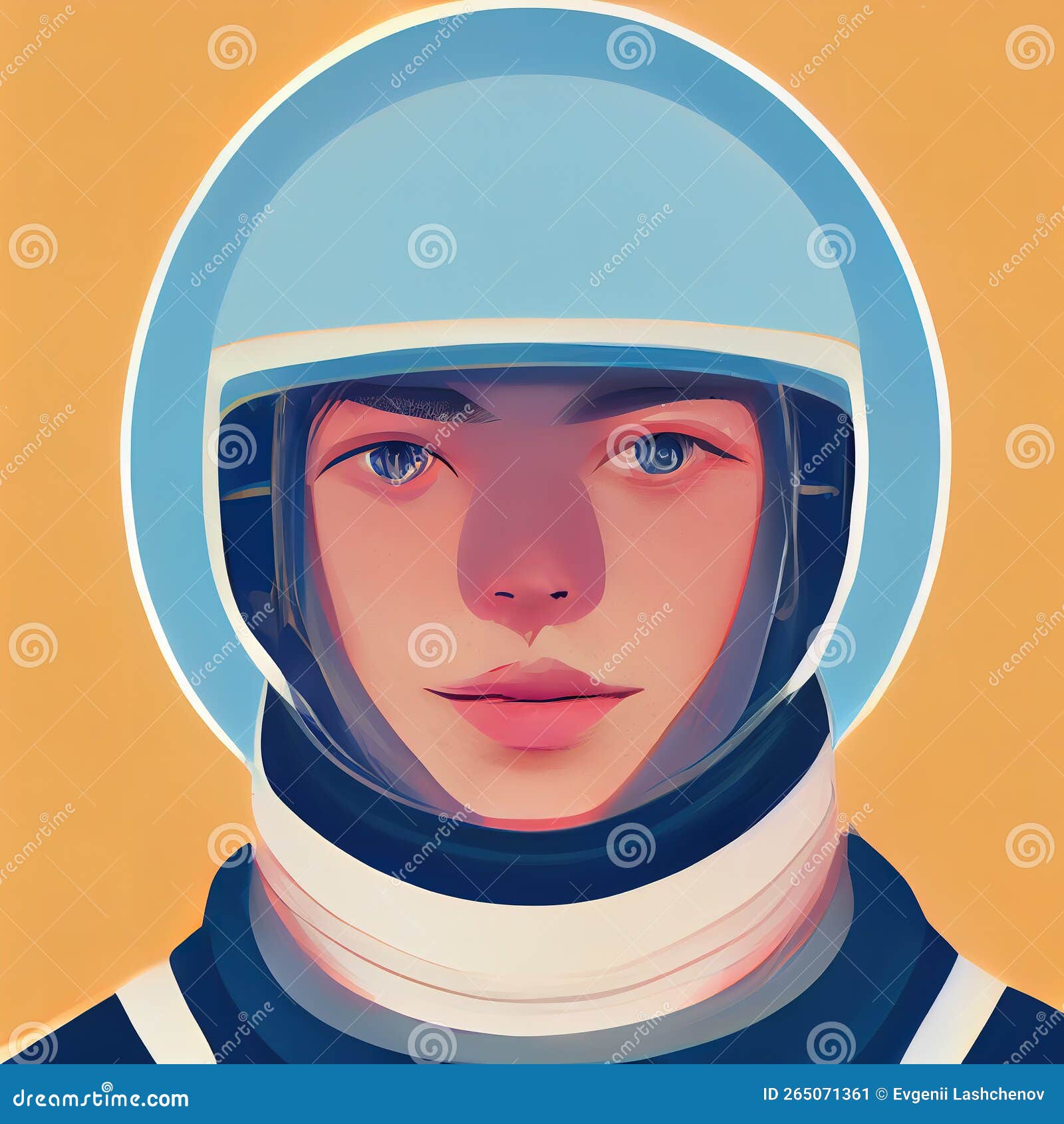 Astronaut Face in Spacesuit Illustration. Portrait of an Astronaut ...