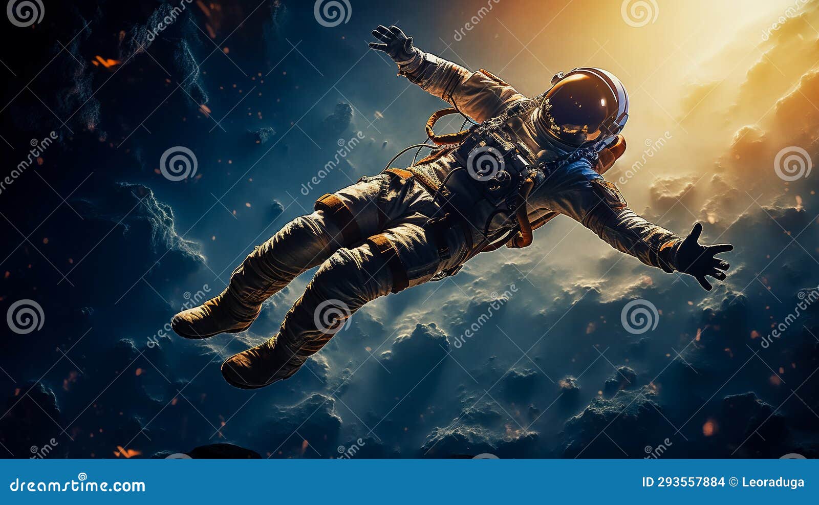 Astronaut Falling Back into the Universe Stock Illustration ...