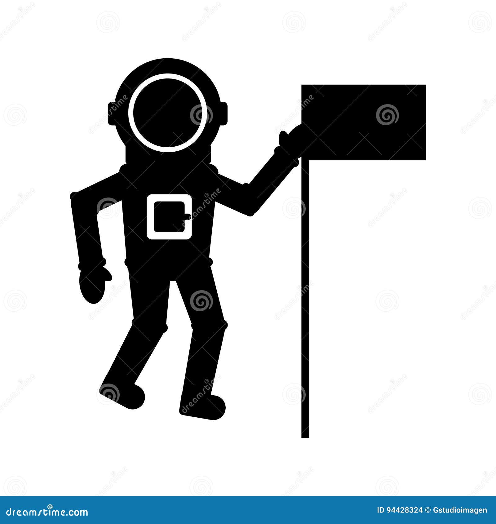 Astronaut with Flag Comic Character Icon Stock Vector - Illustration of ...