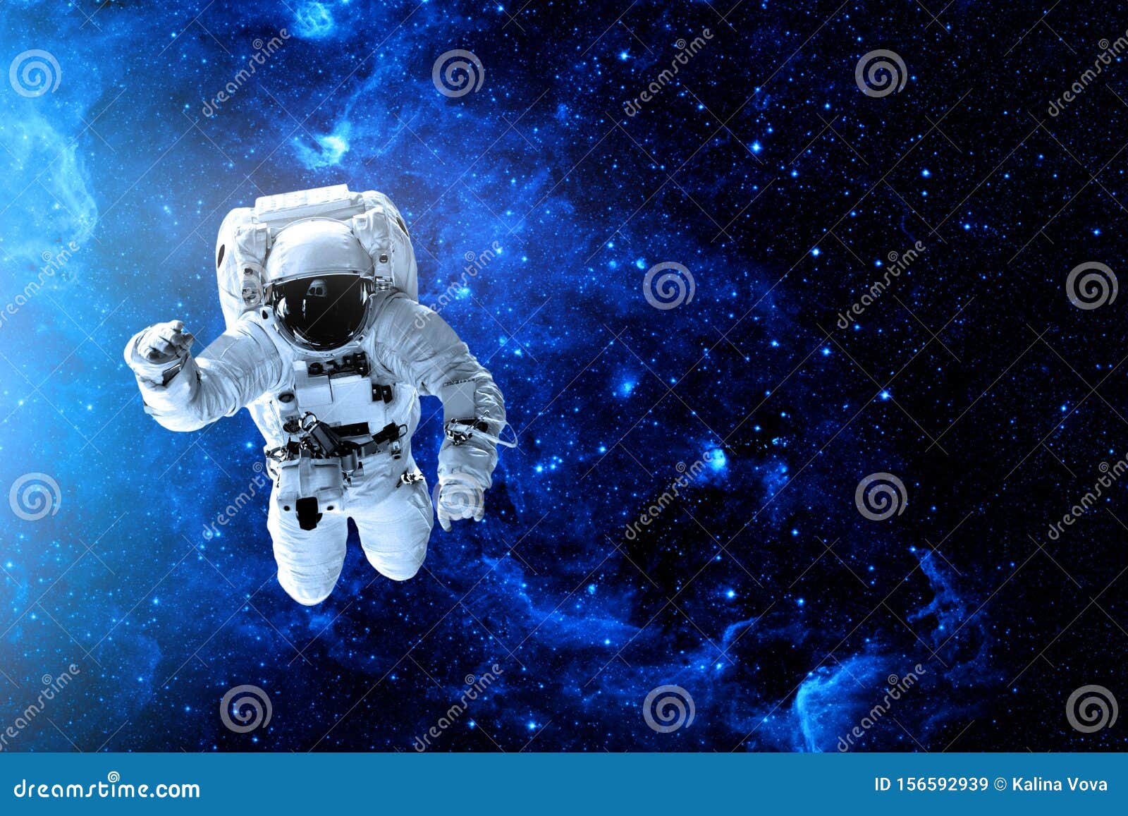 Astronaut Flies Over the Earth in Space. Stock Image - Image of nature ...