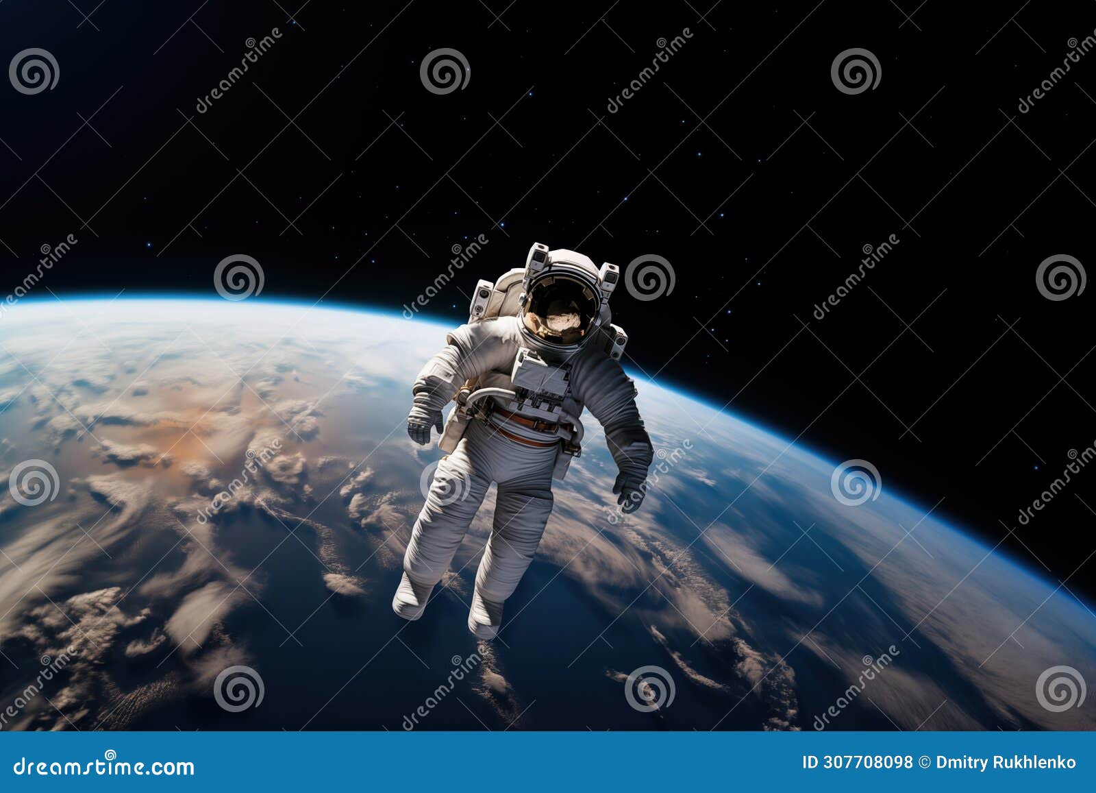 Astronaut Floating Above Earth in Space Stock Illustration ...