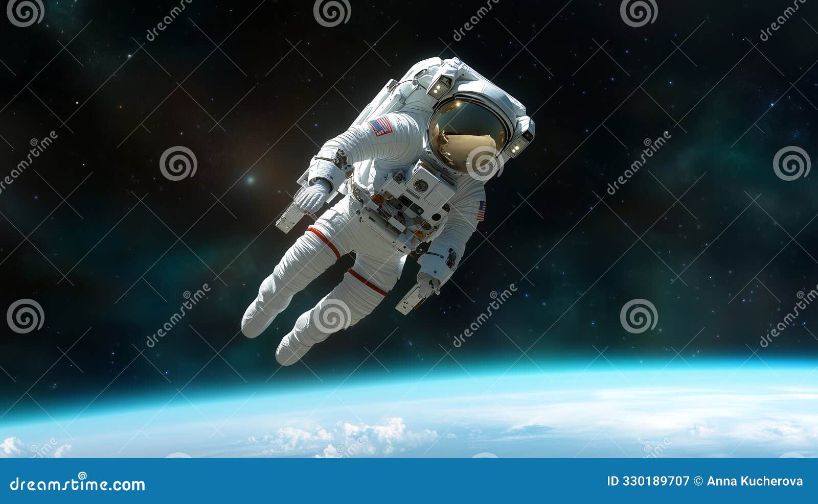 Astronaut Floating Above Earth with Stars in the Background Stock ... Astronaut Floating Above Earth with Stars in the Background Stock ...