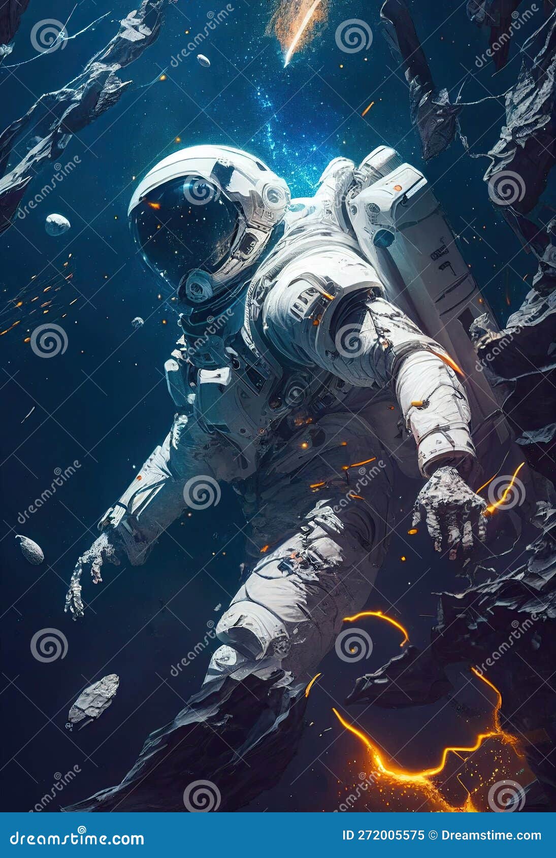 Astronaut, Floating In Zero Gravity Aboard The Space Station, With View ...