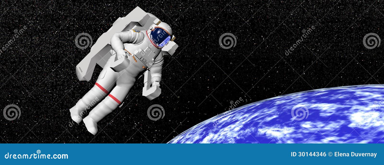 Astronaut Looking at the Earth - 3D Render Stock Illustration ...