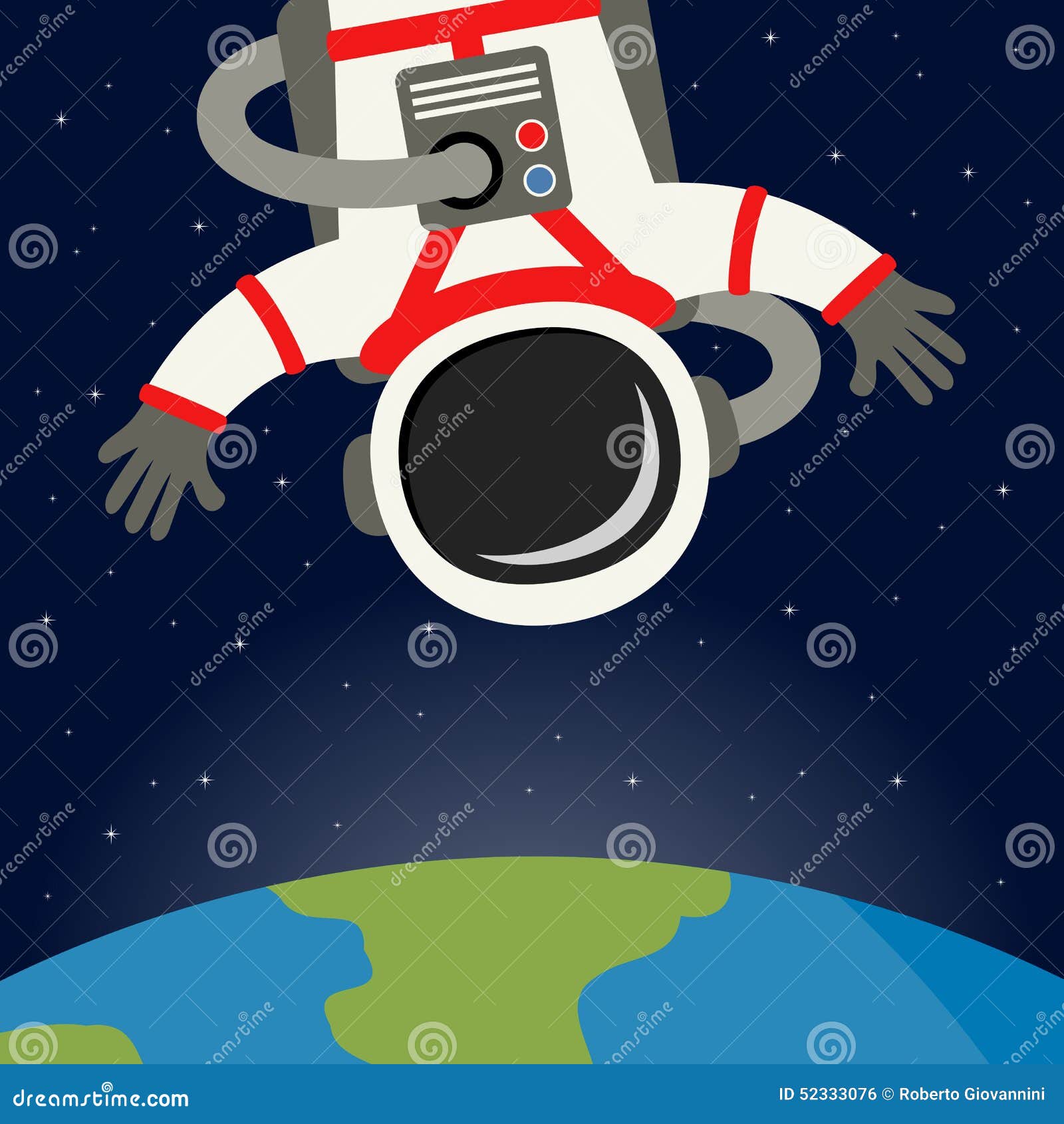 Astronaut Floating In The Stratosphere Vector Illustration ...