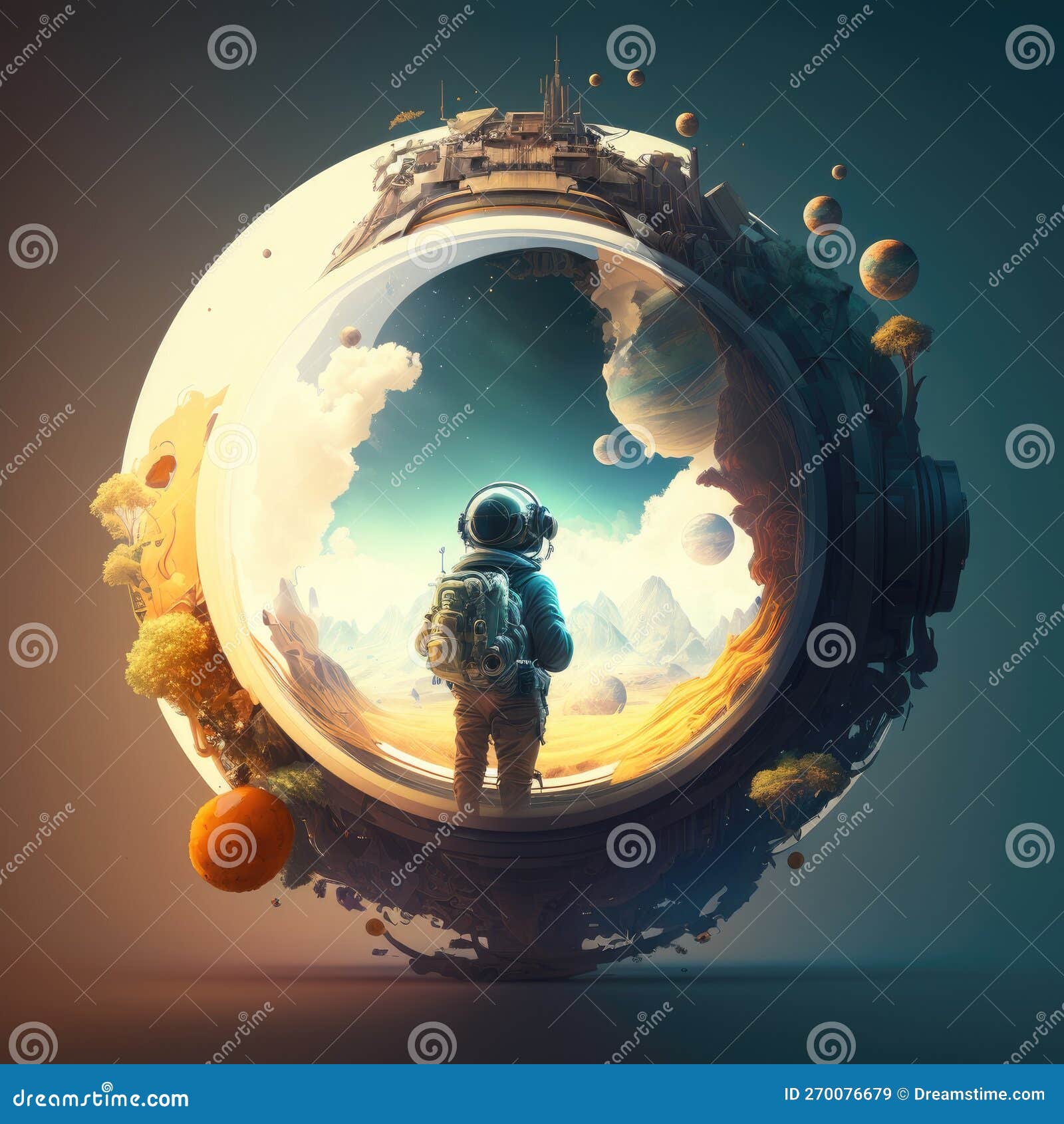 Astronaut Floating in the Multiverse Stock Image - Illustration of blue ...