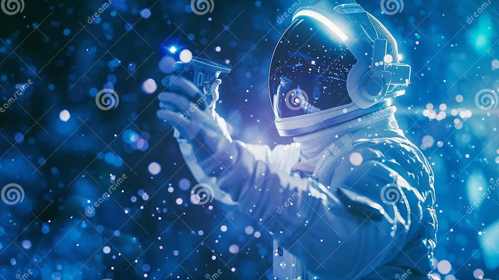 An Astronaut Floating in a Simulated Zero Gravity Environment Reaching ...