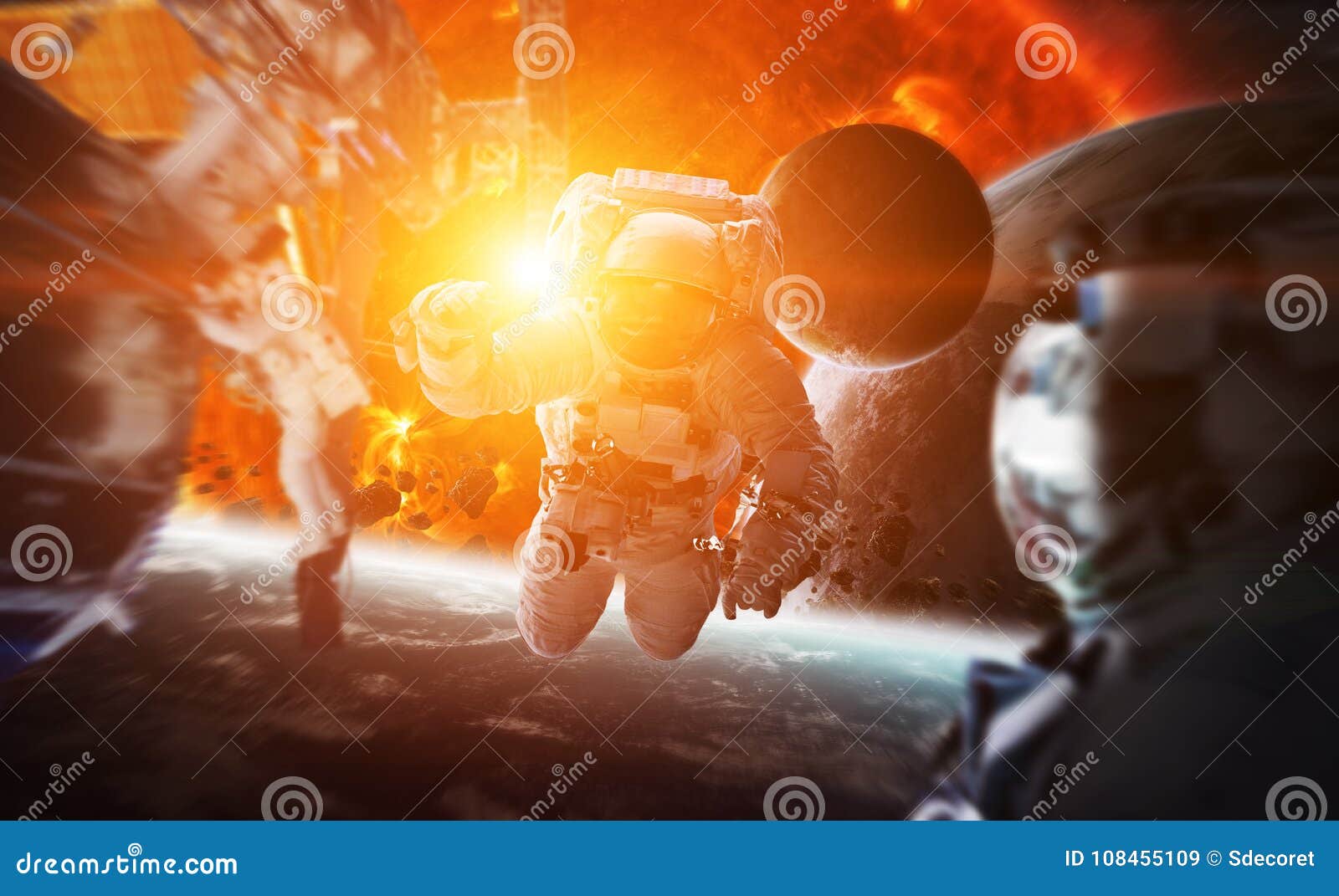 Astronaut Floating in Space 3D Rendering Elements of this Image Stock ...