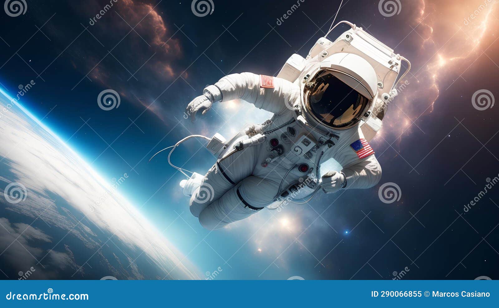 Astronaut Floating through Space by Himself Stock Illustration ...