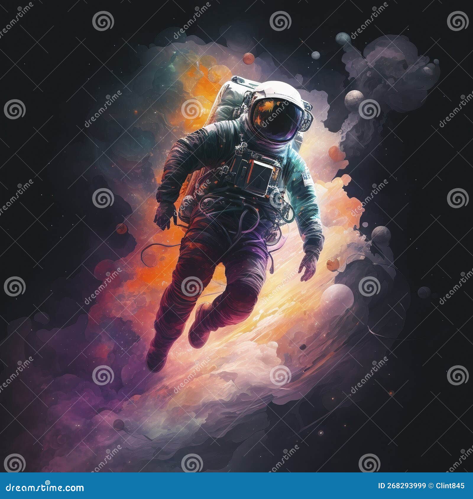 Astronaut Floating in Space Stock Illustration - Illustration of ...