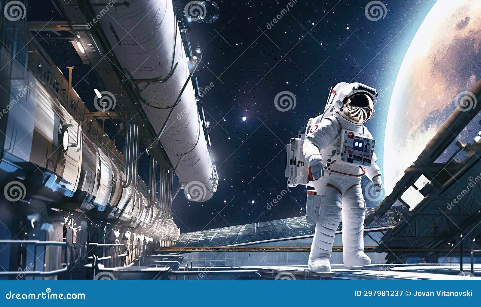 An Astronaut Floating through Space Stock Illustration - Illustration ...