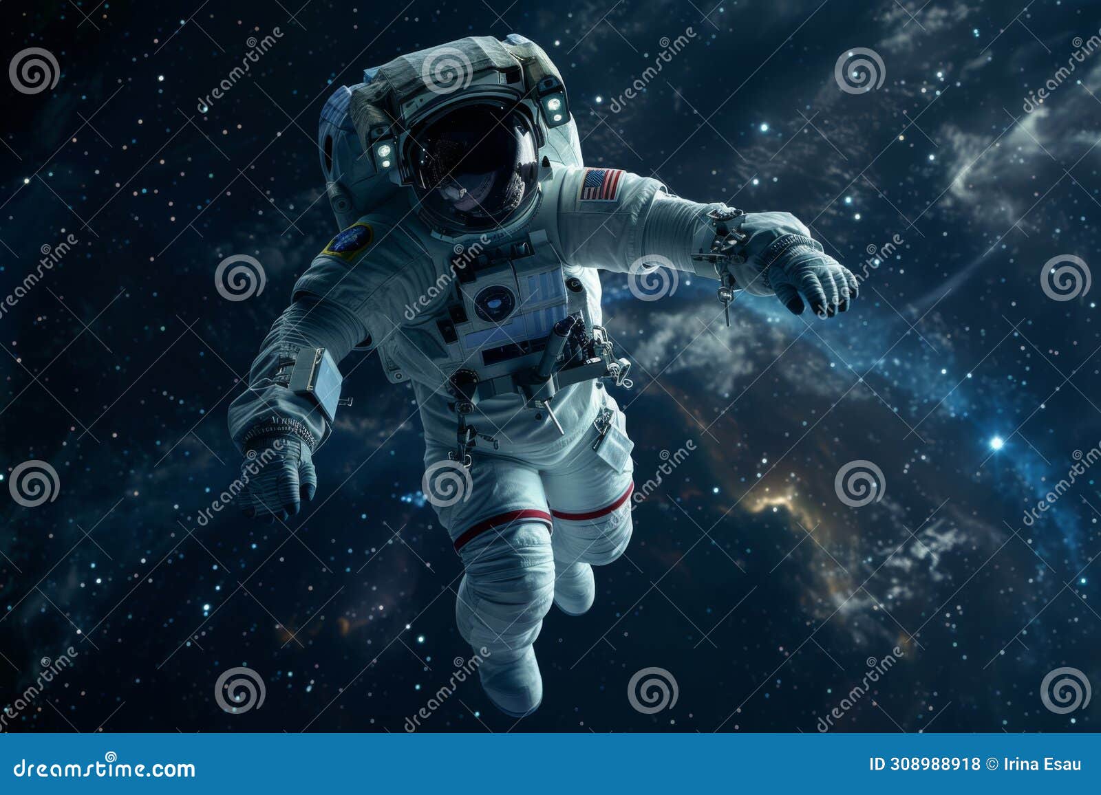 Astronaut Floating among Stars and Cosmic Dust Stock Photo - Image of ...