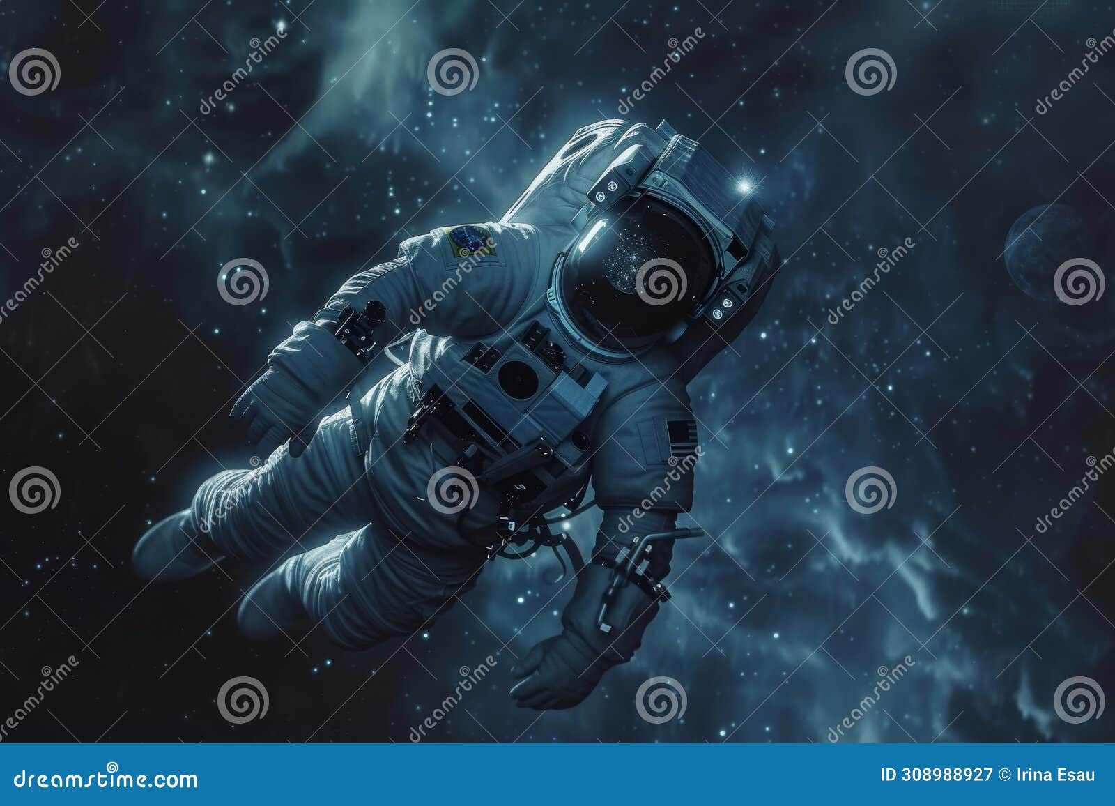 Astronaut Floating among Stars and Cosmic Dust Stock Image - Image of ...