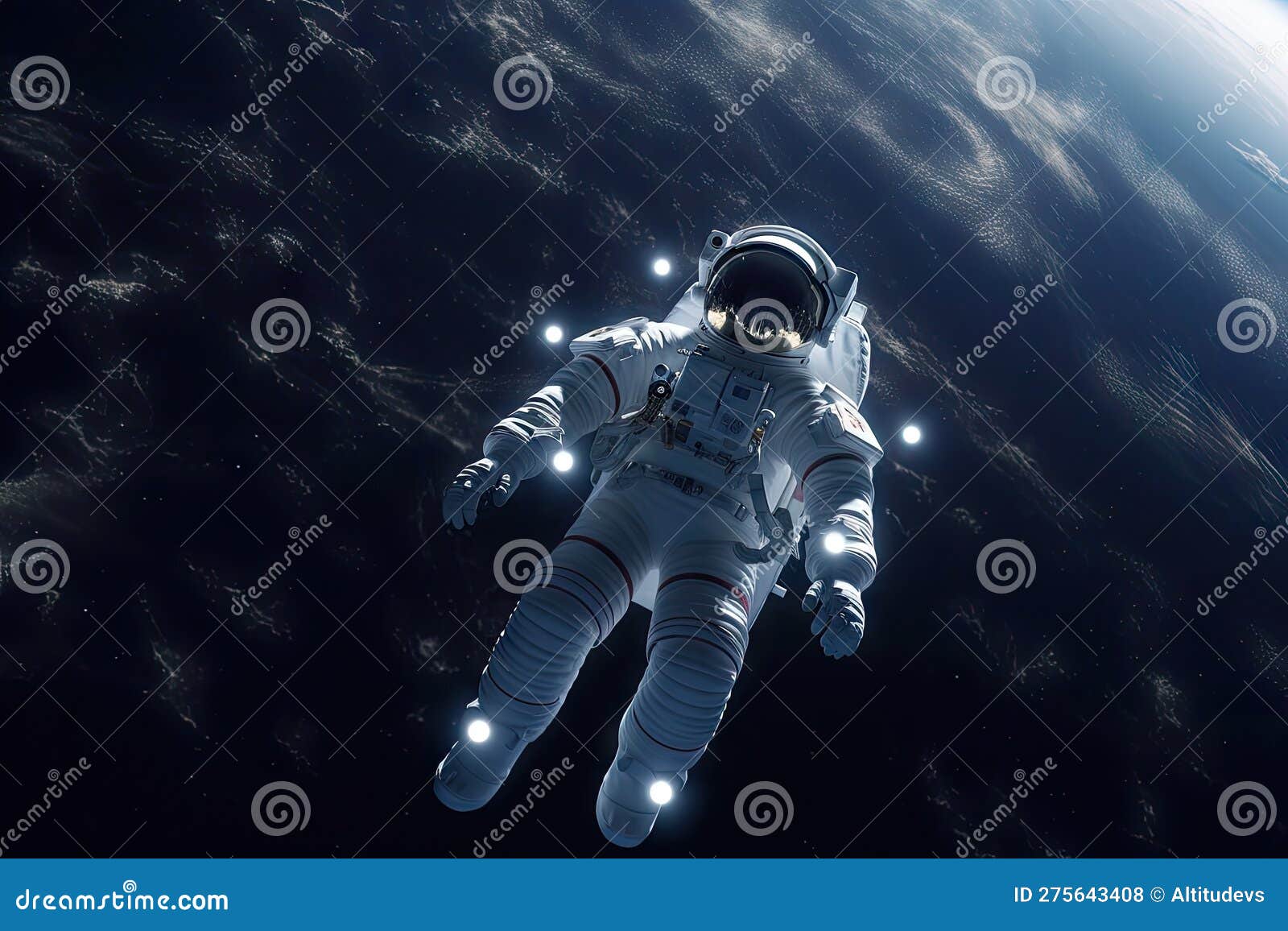 Astronaut, Floating in the Void of Space, with Distant and Ethereal ...