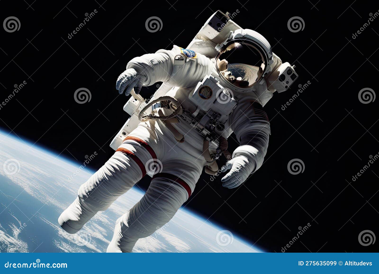Astronaut Floating in Zero Gravity, Surrounded by the Infinite Expanse ...