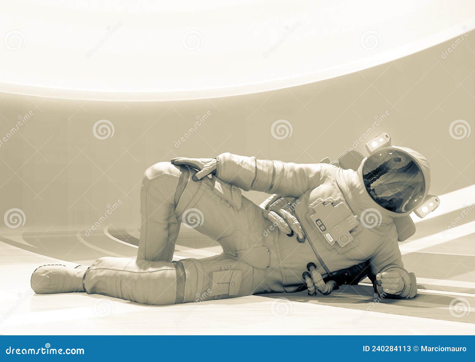 Astronaut on the Flor Pin Up Pose Stock Illustration - Illustration of ...