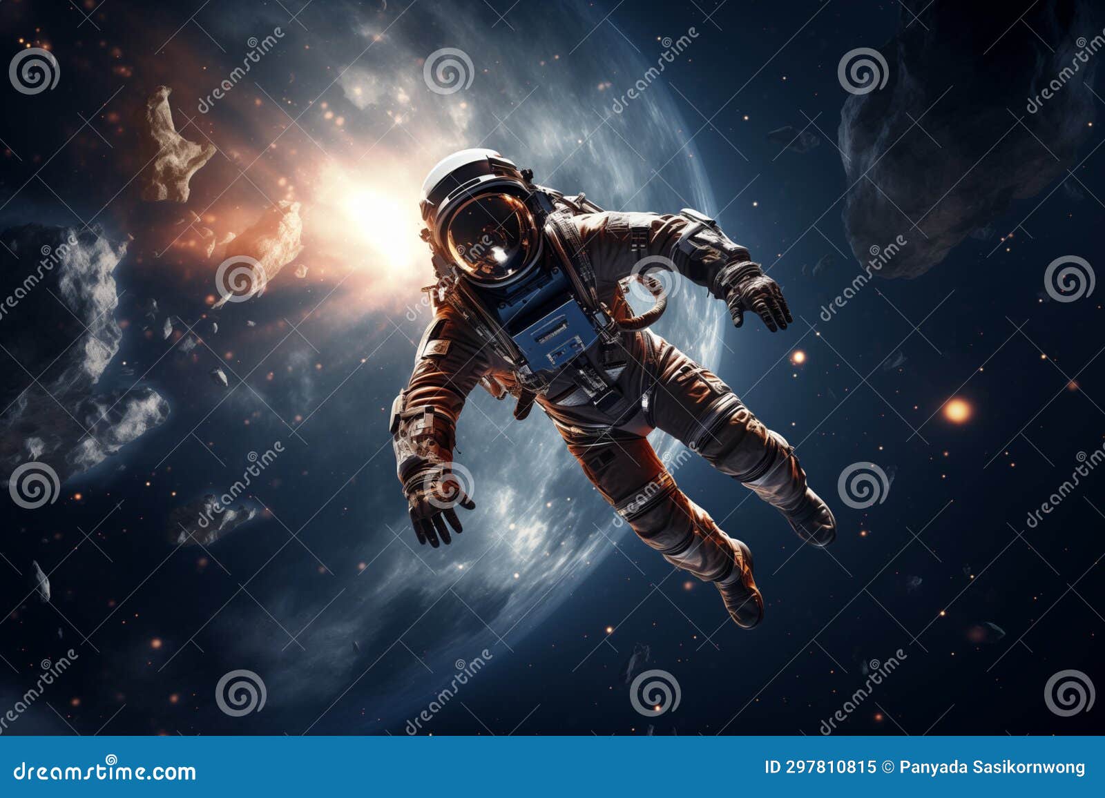 Astronaut Fly in the Galaxy, Space Exploration, Science Fiction Concept ...