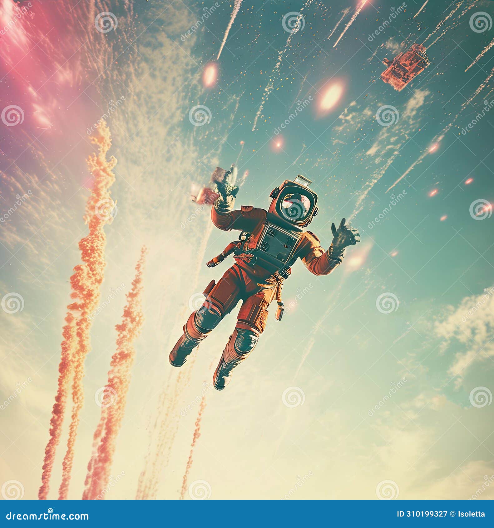 Astronaut flying in space stock image. Image of flying - 310199327