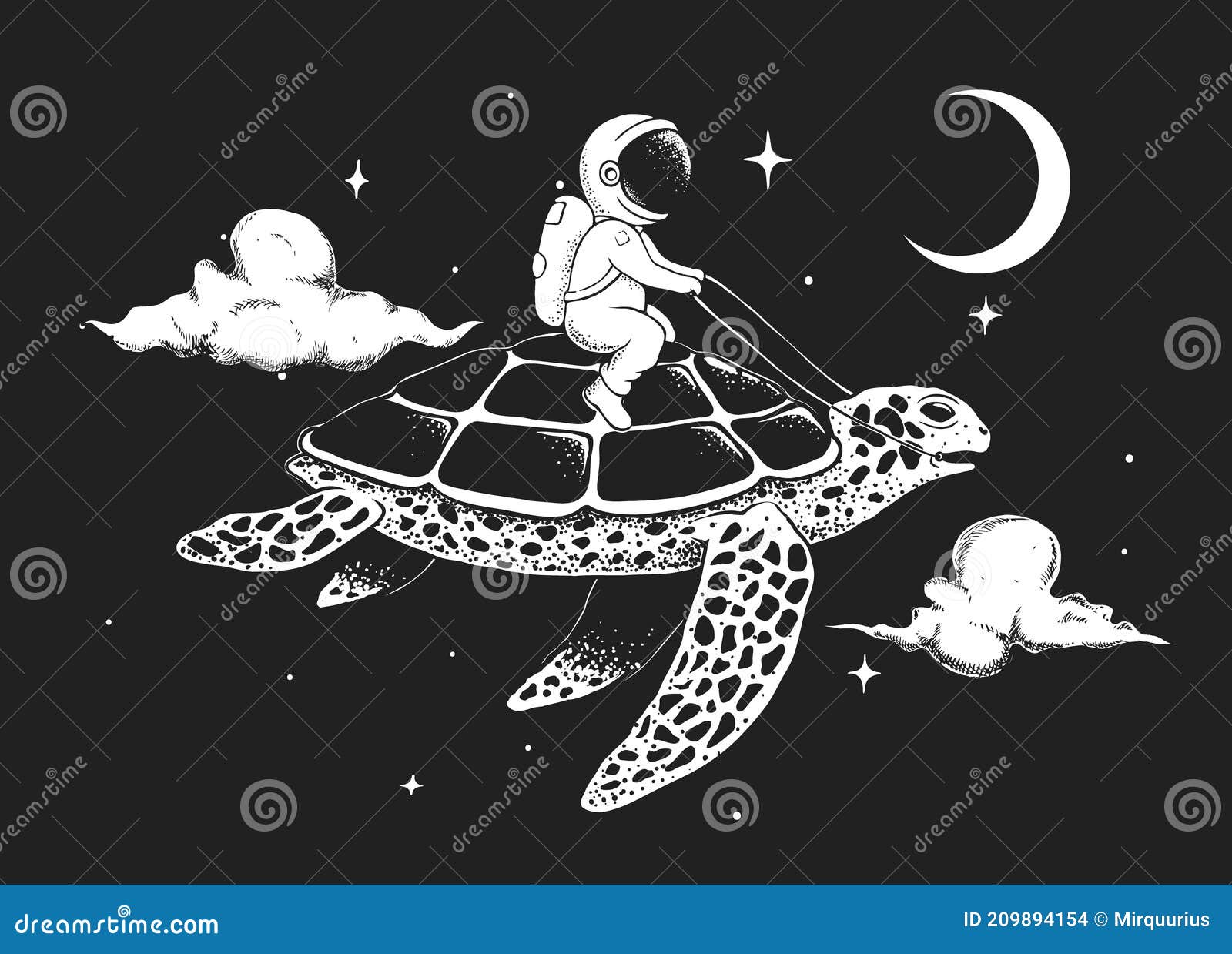 Sea Turtle On Night Sky Royalty-Free Cartoon | CartoonDealer.com #85616072