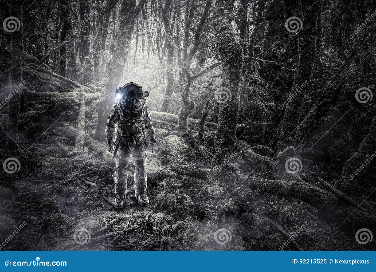 Astronaut in forest stock image. Image of media, global - 92215525