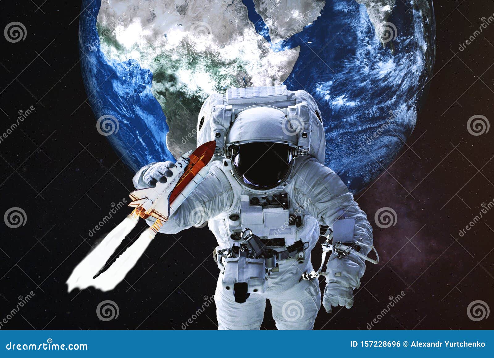 Astronaut in a Front of Earth Planet Stock Photo - Image of globe ...