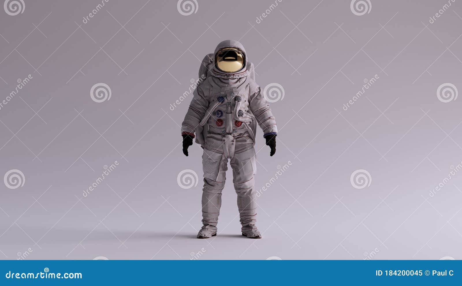 Astronaut with Gold Visor and White Spacesuit with Light Grey ...