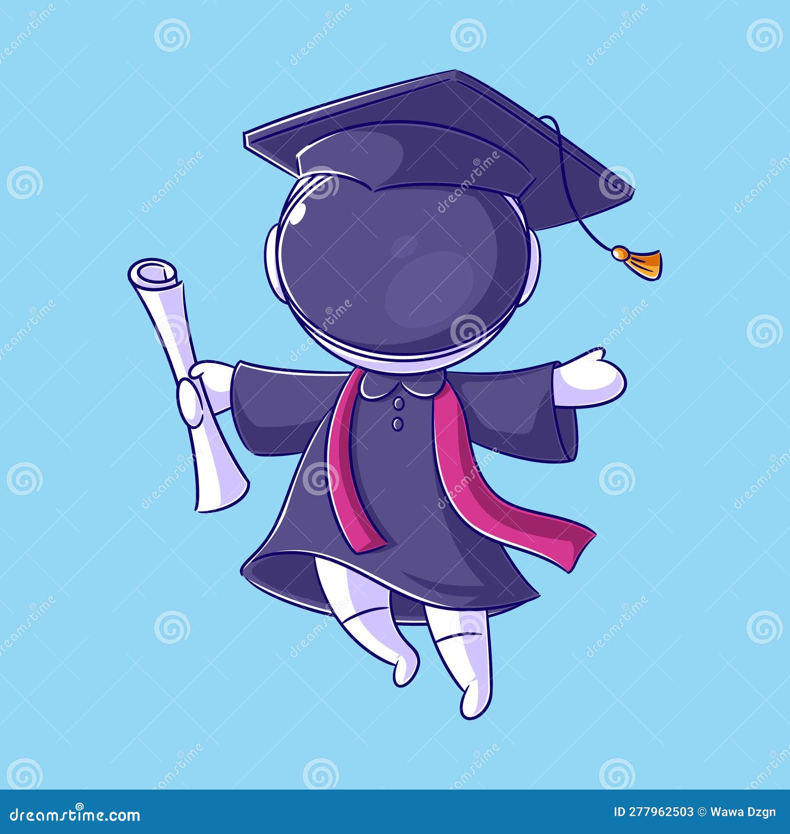 Astronaut Graduate Students Standing on Stage Flat Style Vector ...