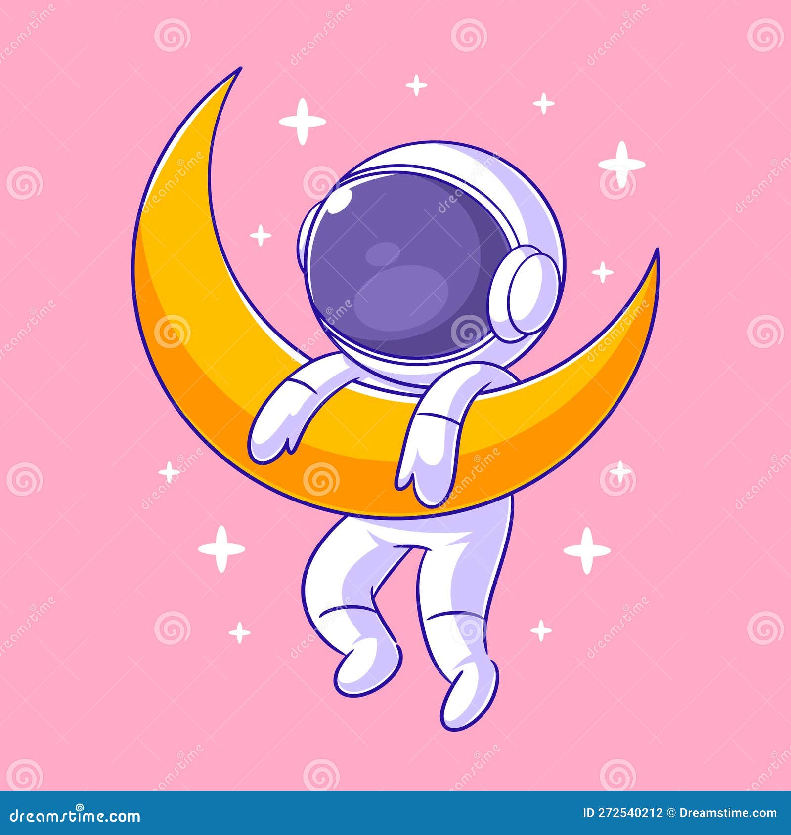 Astronaut Hanging on the Moon Alone Stock Vector - Illustration of ...
