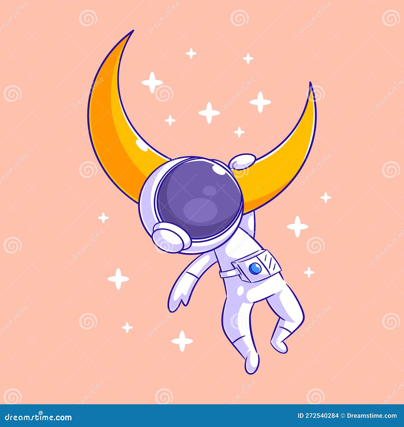 Astronaut Hanging on the Moon with One Hand Stock Vector - Illustration ...