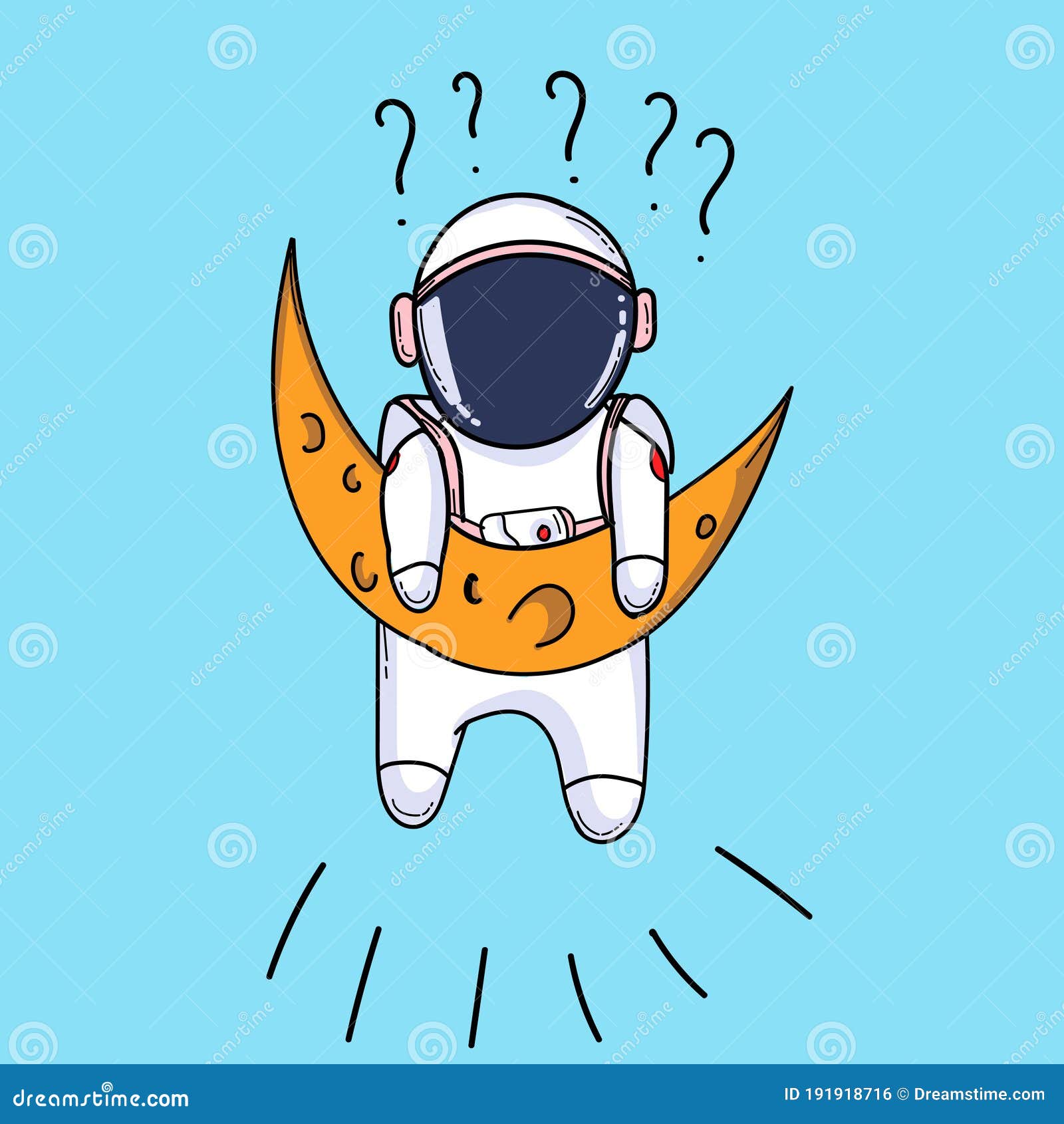 An Astronaut Hanging on the Moon Vector Illustration Stock Vector ...