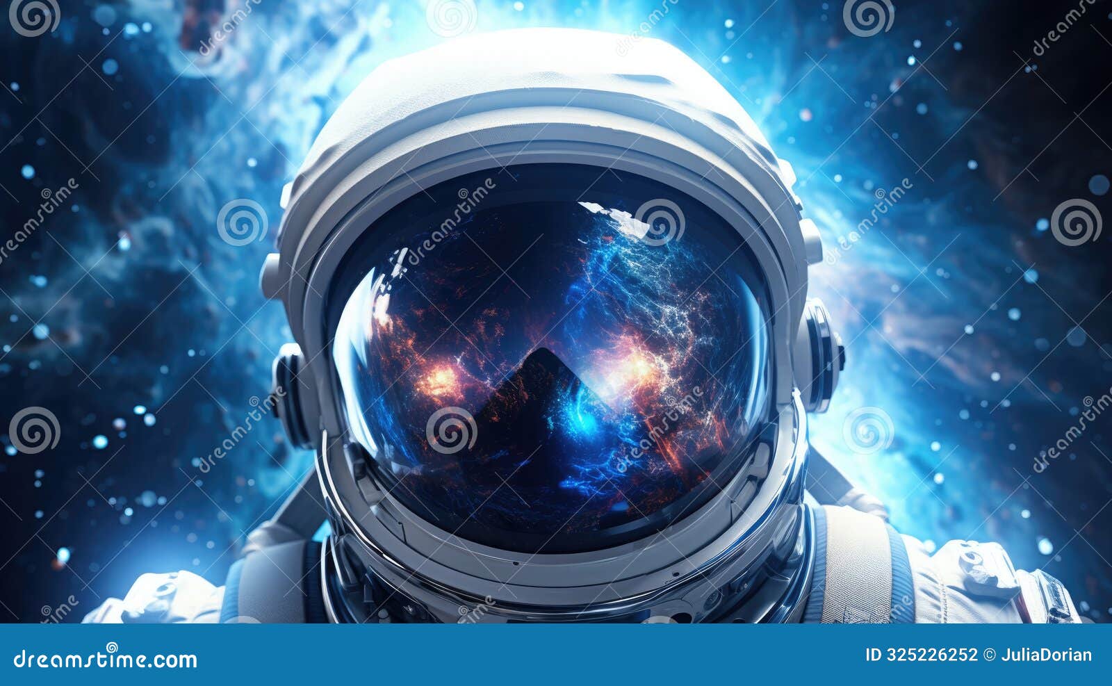 Astronaut Helmet with the Reflection of the Planet Earth and Stars in ...