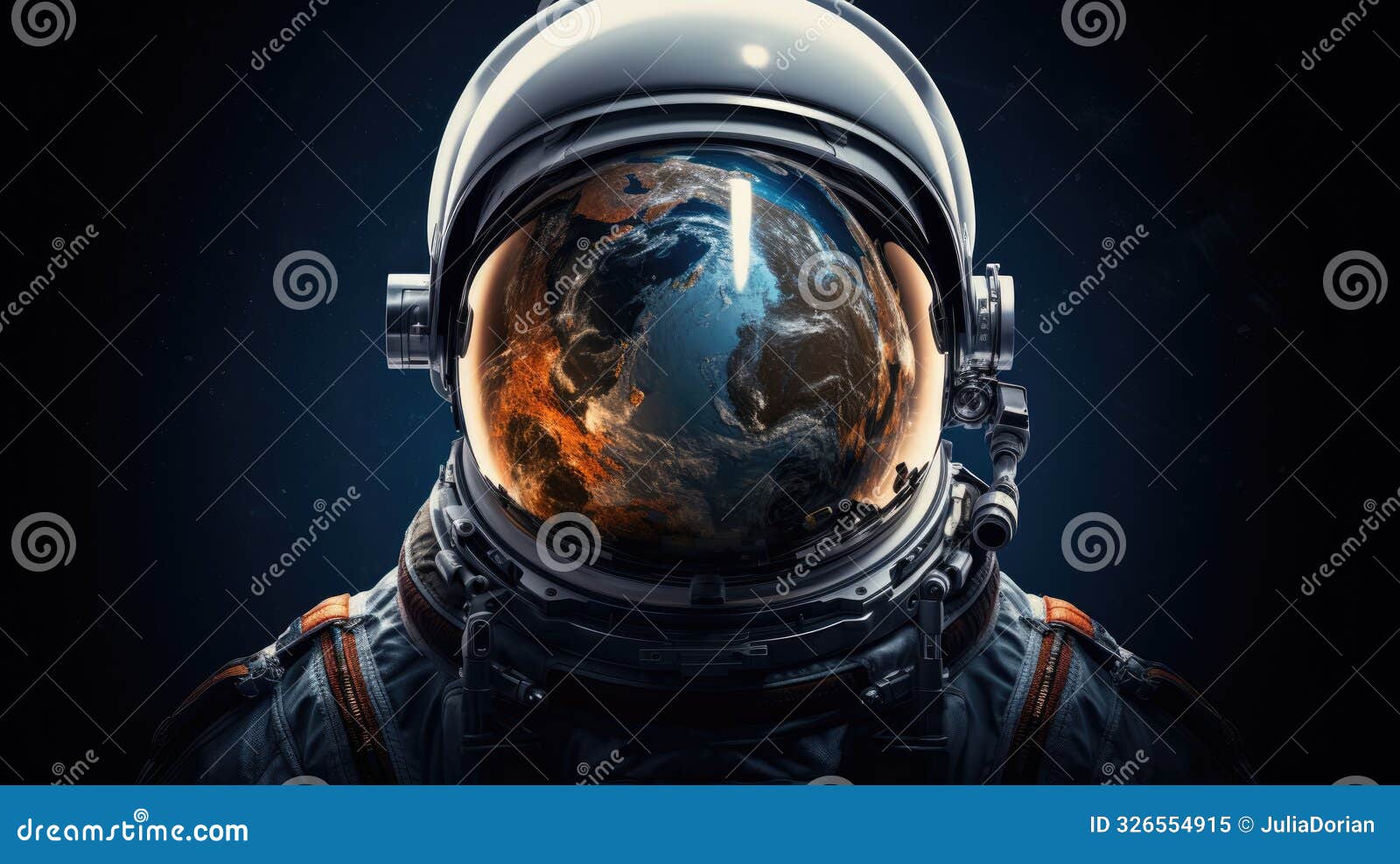 Astronaut Helmet with the Reflection of the Planet Earth and Stars in ...