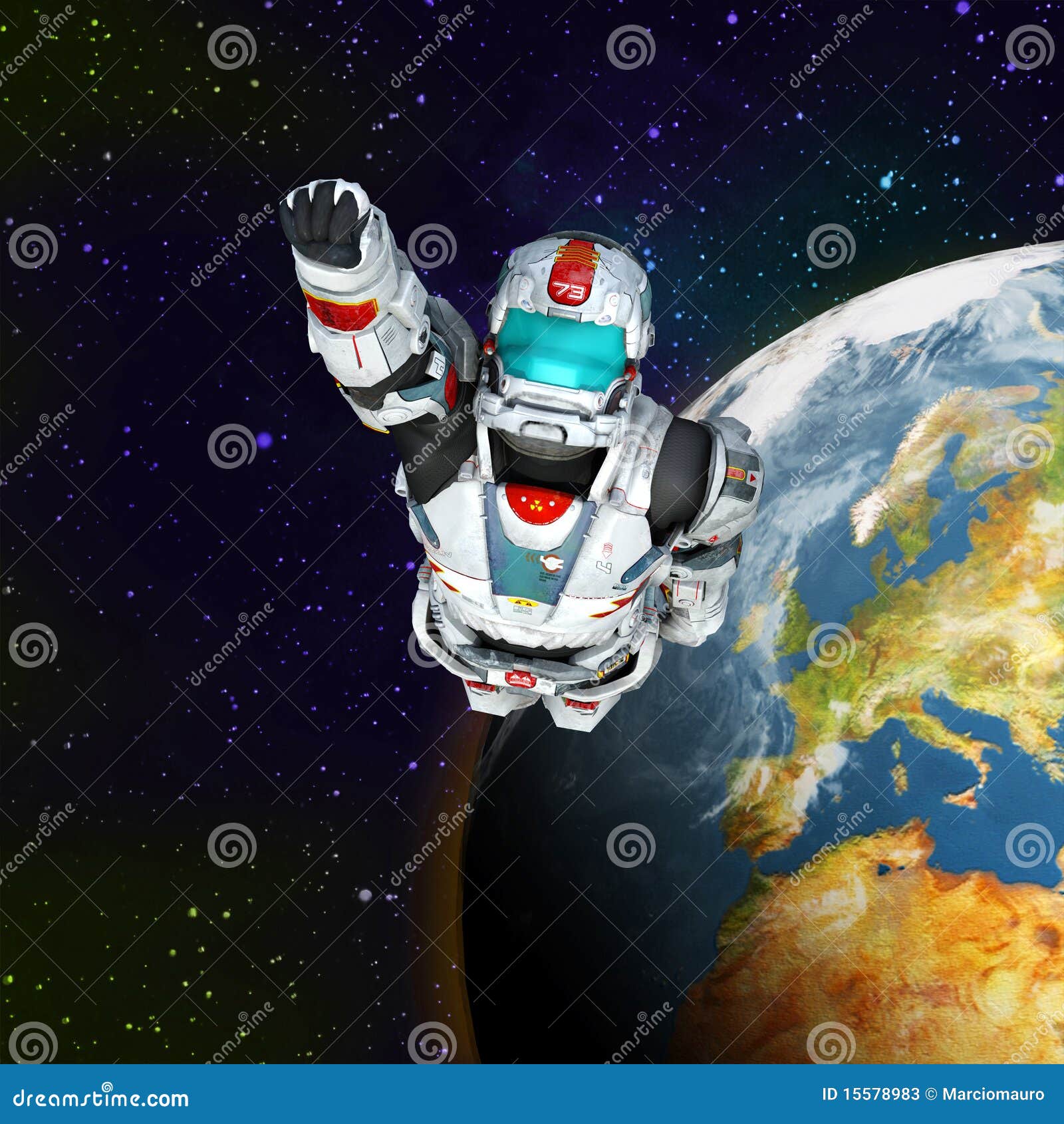 Astronaut Hero - Flying Out of the Planet Stock Illustration ...