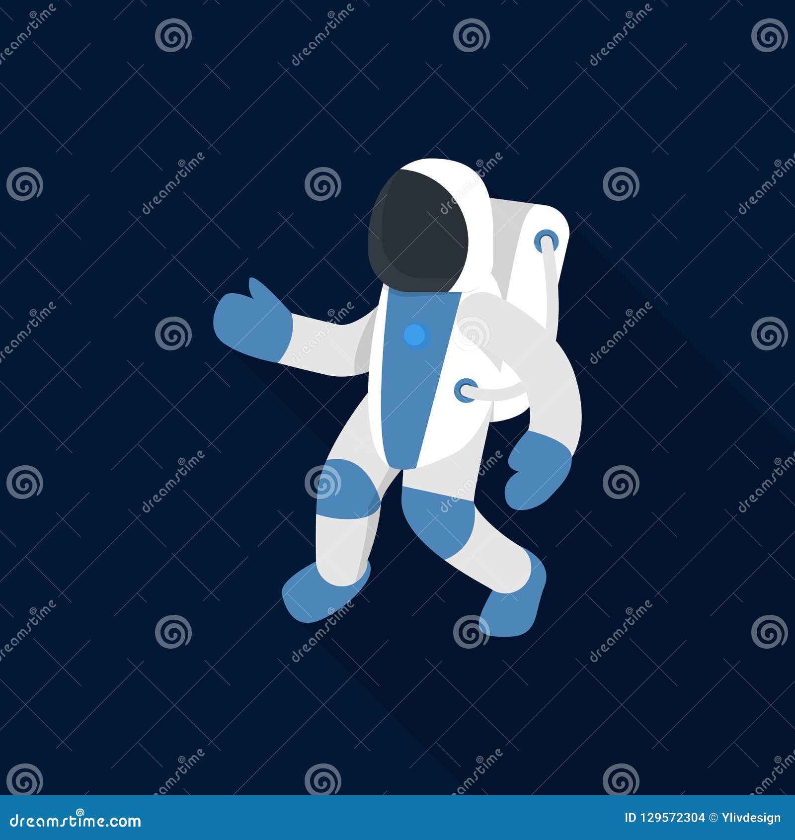 Astronaut icon, flat style stock vector. Illustration of purple - 129572304