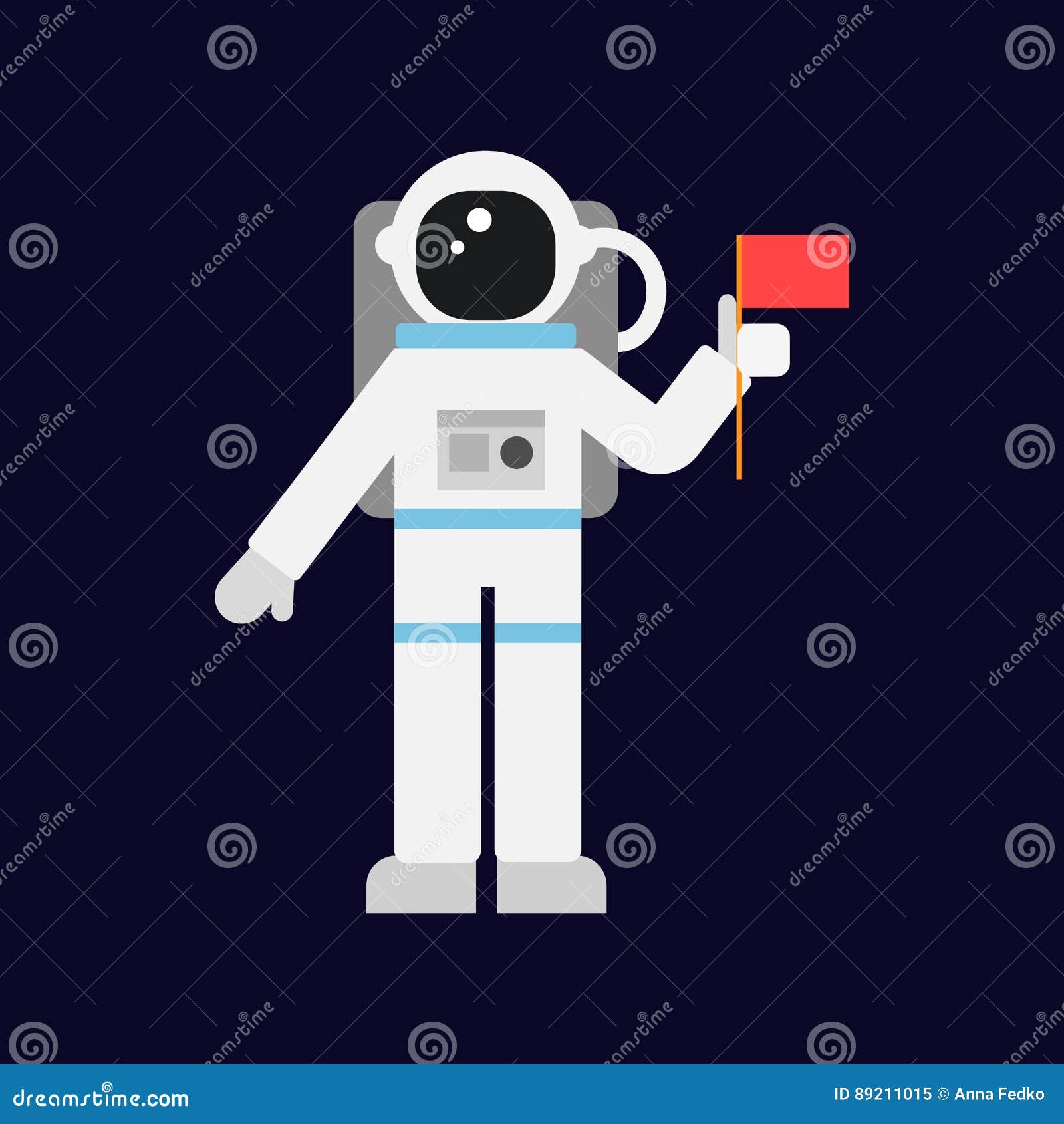 Astronaut Icon, Spaceman with Flag, Vector Illustration Stock Vector ...