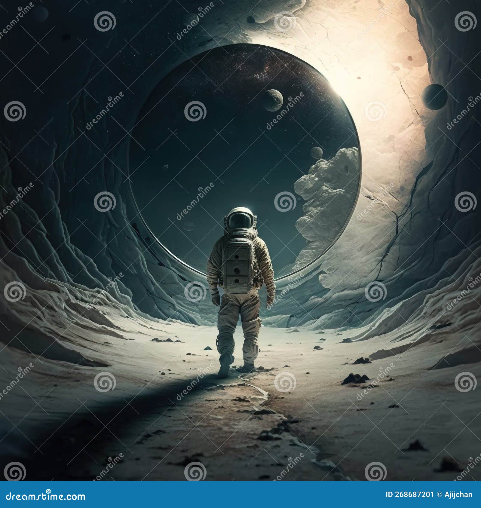 An Astronaut on an Interstellar Travel. Generative AI Stock ...